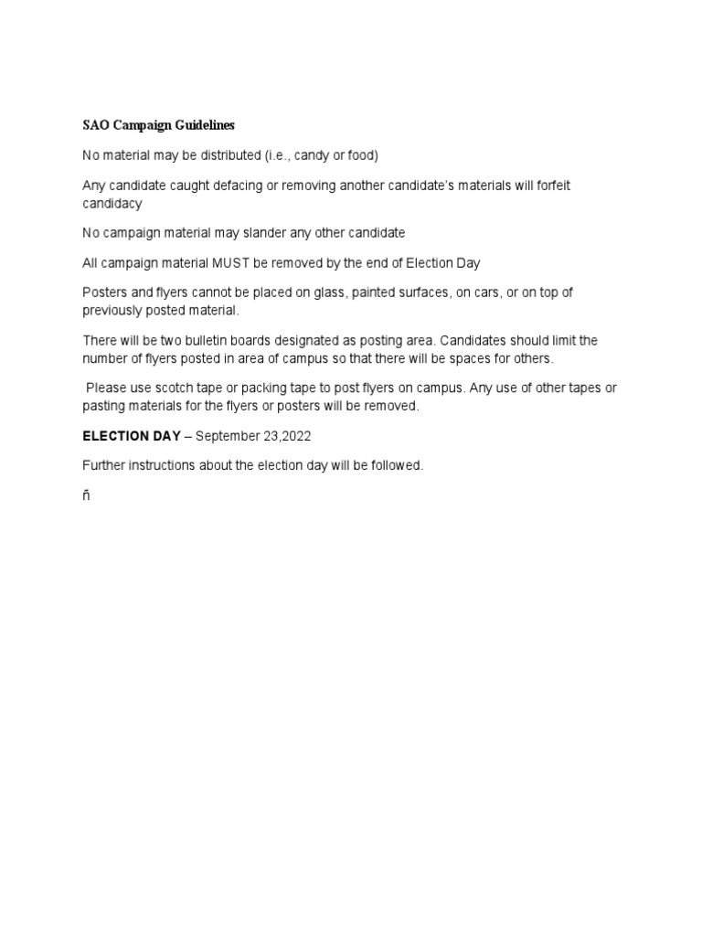 Student Election Campaign Rules | PDF