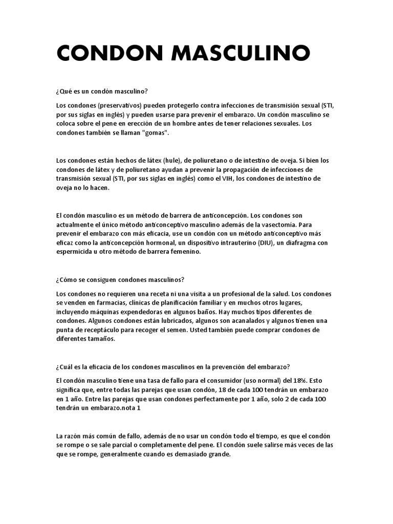 Condon Masculino | PDF | Condón | Control de la natalidad