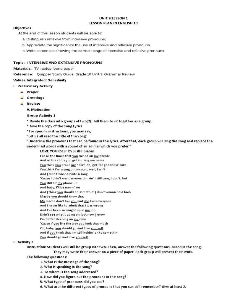 Lesson Plan Verbals | PDF | Pronoun | Grammar