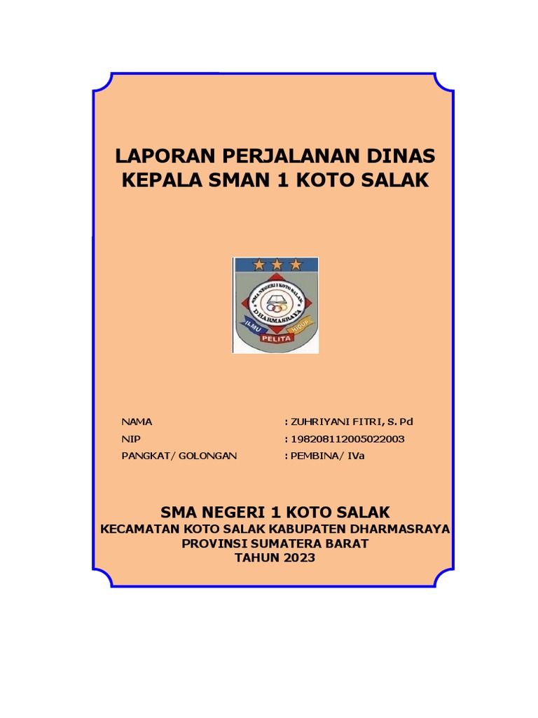 Cover Laporan Perjalanan Dinas Kepsek | PDF