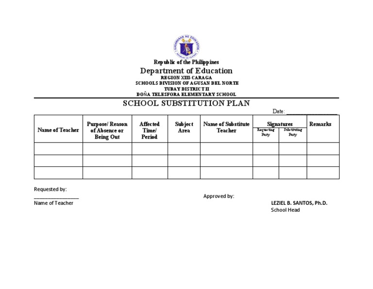 School Substitution Plan | PDF
