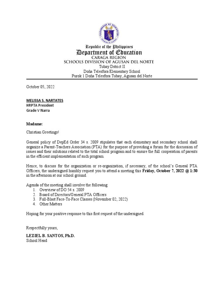 Letter For HRPTA | PDF | The United States | Educational Organizations