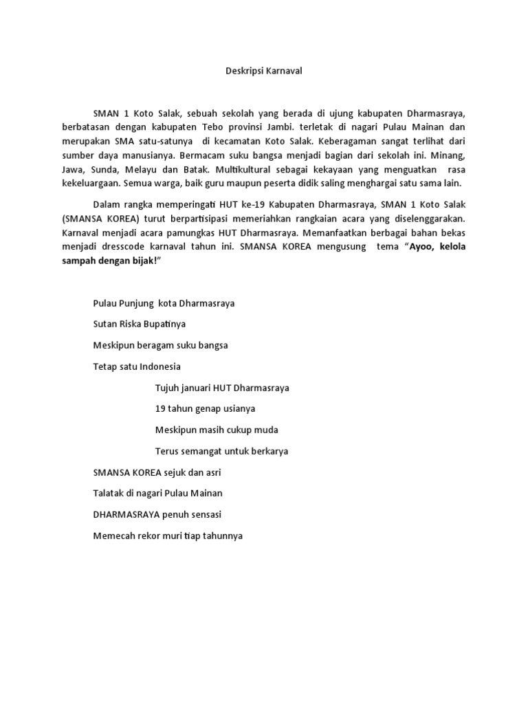 Deskripsi Karnaval | PDF