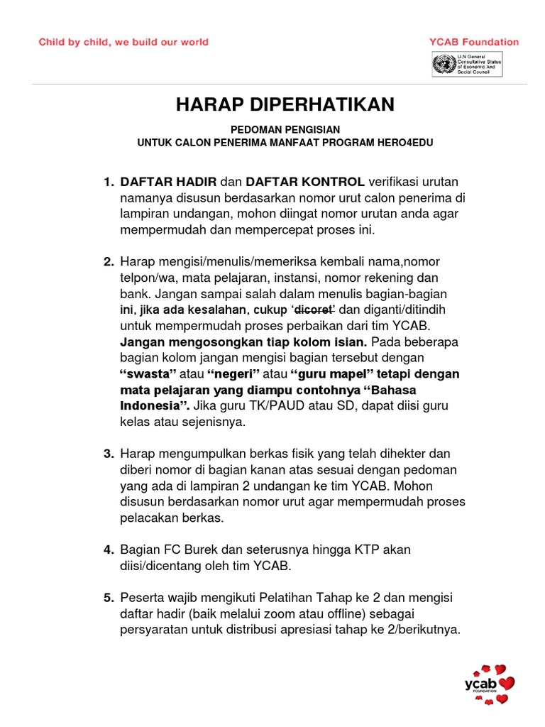Pedoman Pengisian Program HERO4EDU | PDF