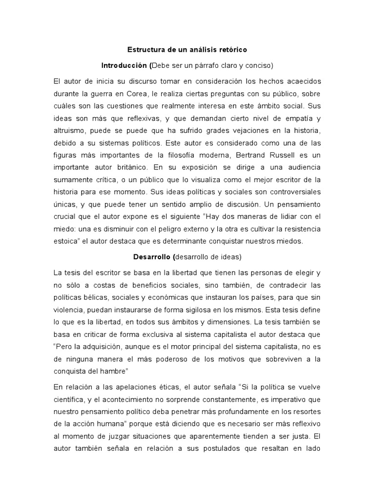 Estructura de Un Análisis Retórico | PDF | Capitalismo | Autor