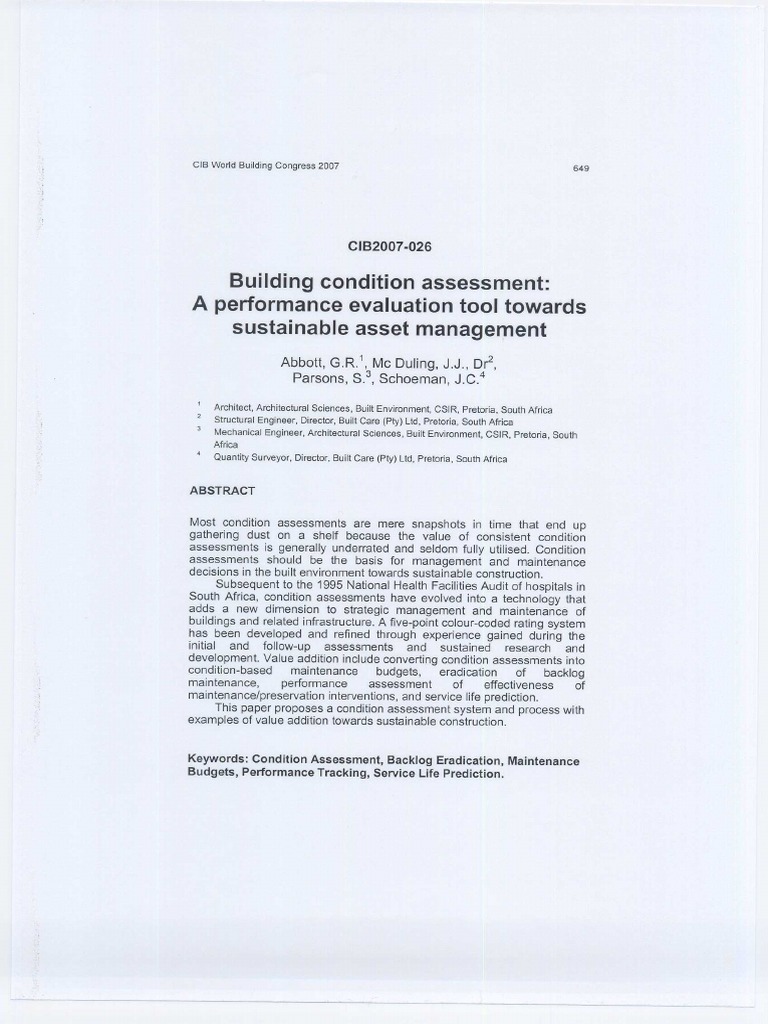 Building Condition Assessment | PDF