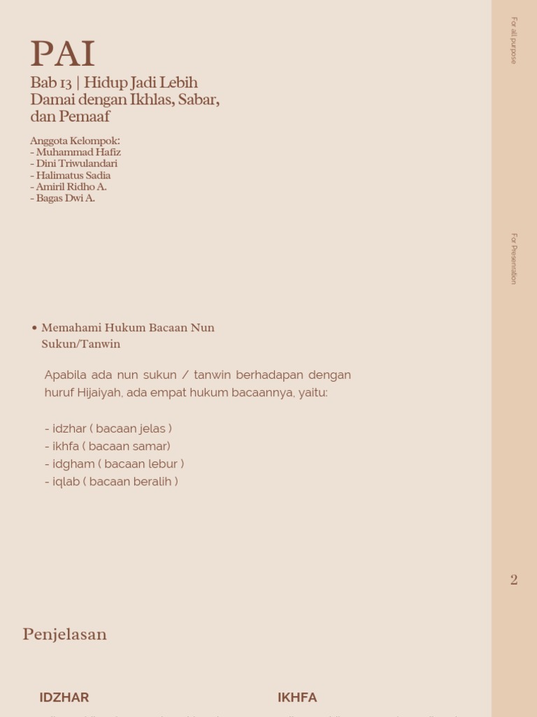 Presentasi PAI Kel. 5 | PDF | Seni & Disiplin Bahasa