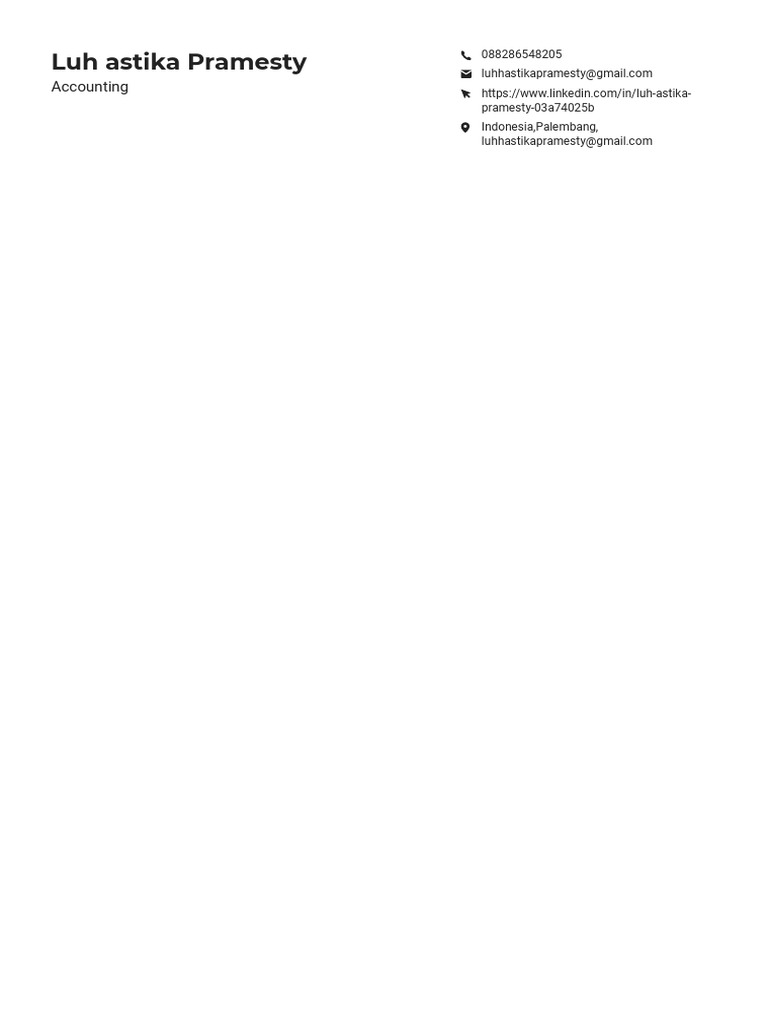 Luh Astika Pramesty - Accounting - CV PDF | PDF