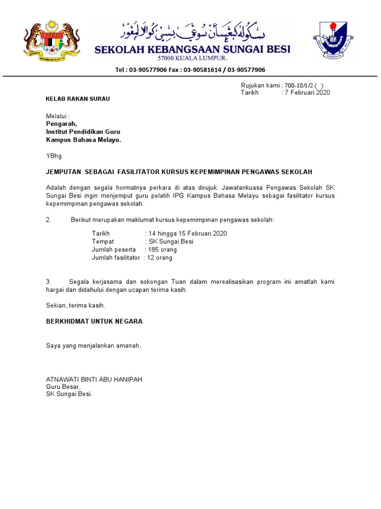 surat jemputan fasi sekolah | PDF
