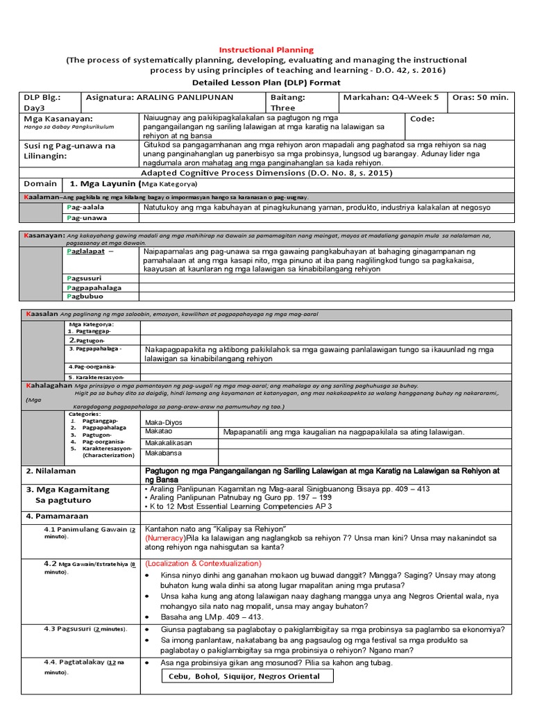 Detailed Lesson Plan (DLP) Format: Instructional Planning | PDF