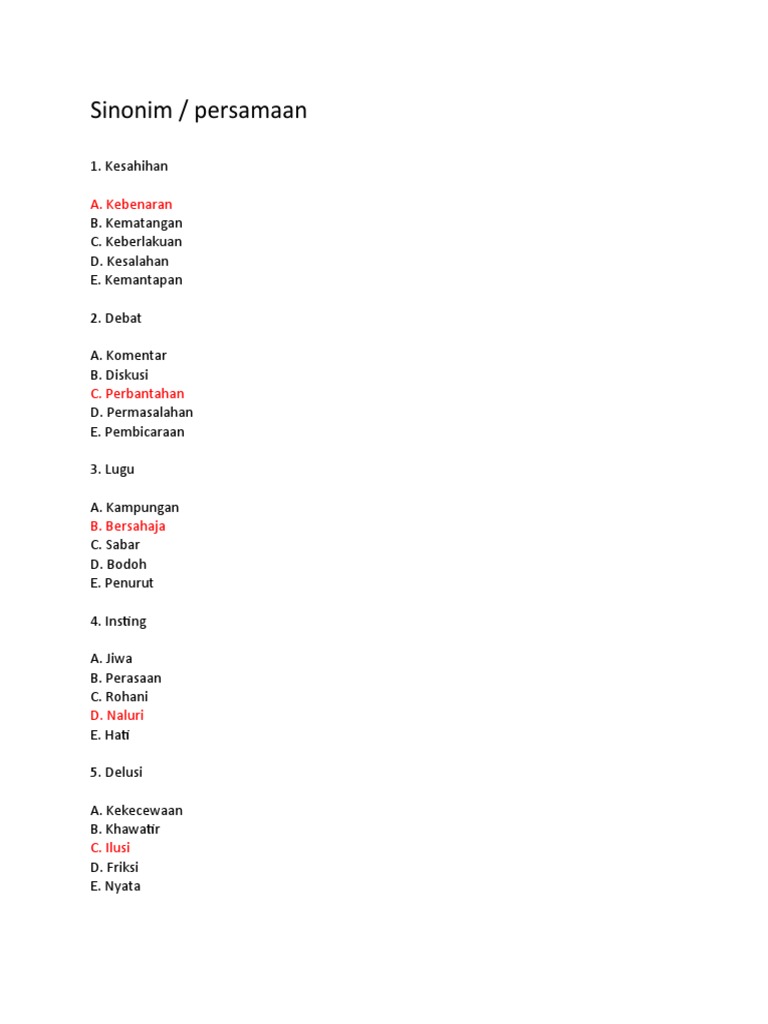 Sinonim | PDF | Seni & Disiplin Bahasa | Metode & Bahan Ajar
