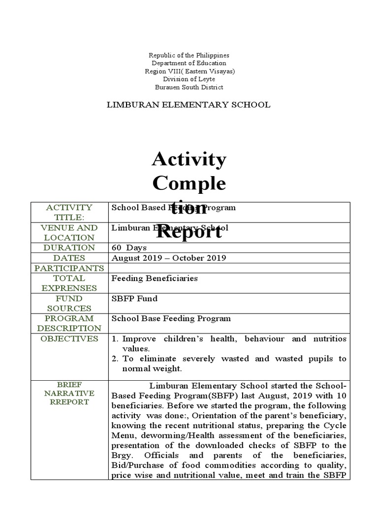 School Feeding Program Report | PDF | Social Science | Wellness