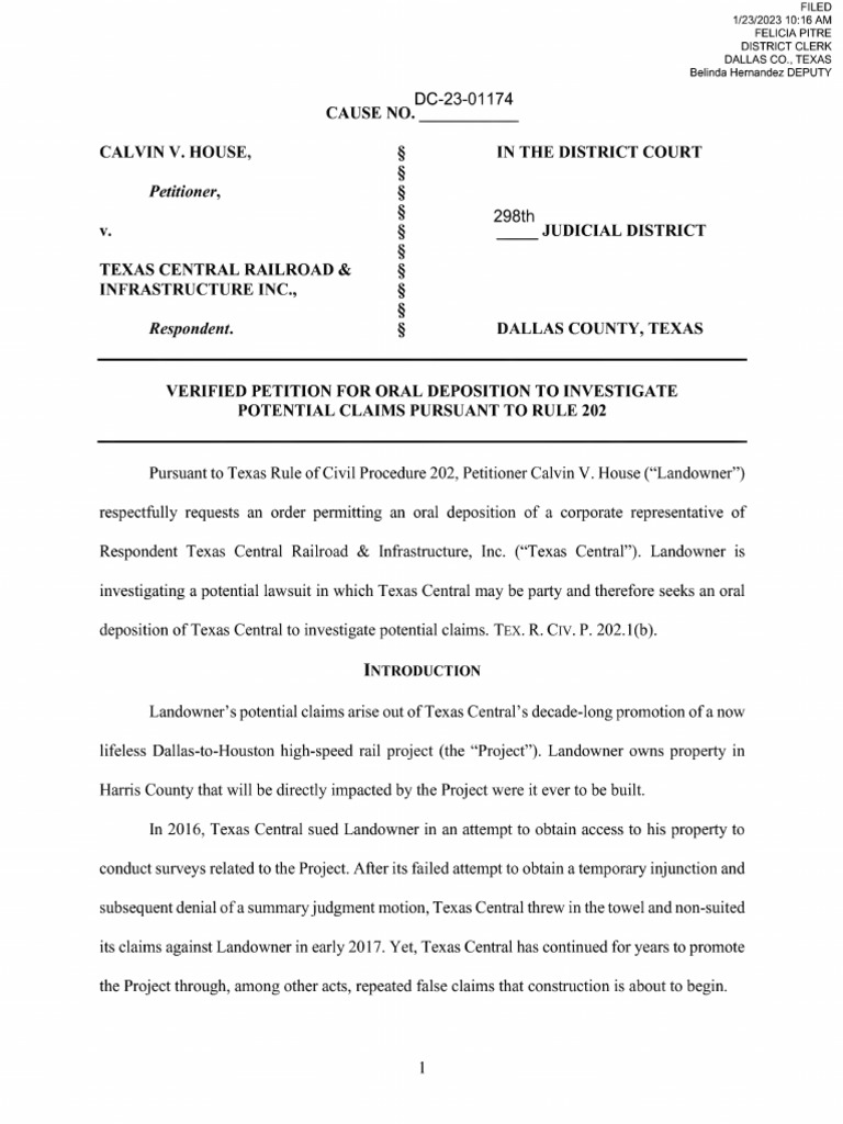 Texas Central Dallas County ORIGINAL PETITION | PDF | Lawsuit ...