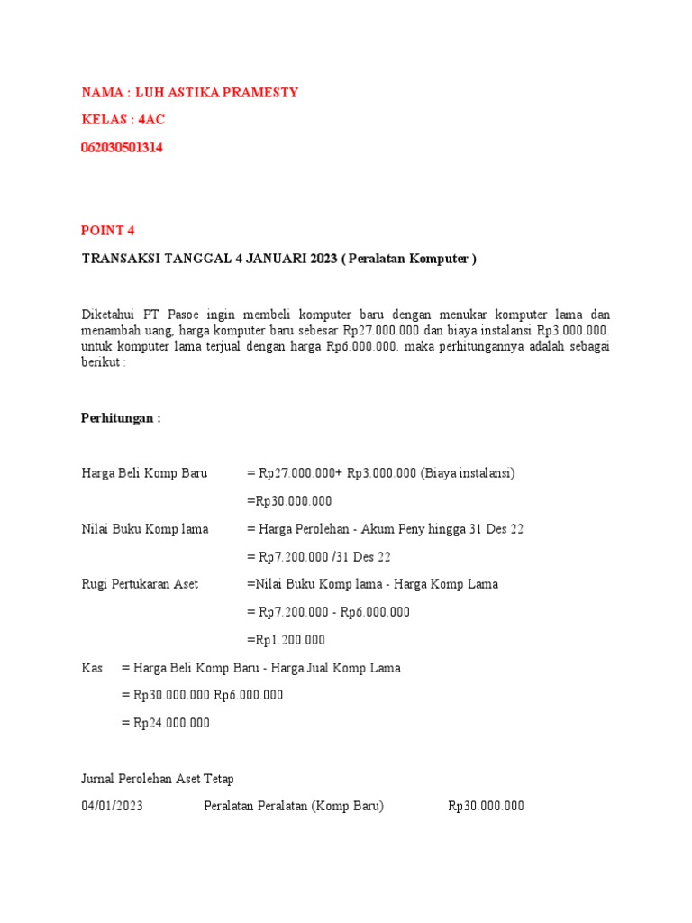4ac - Poin 4 Dan 5 Luh Astika Pramesty Prak Akm. | PDF | Pengelolaan Keuangan & Uang | Griya & Taman