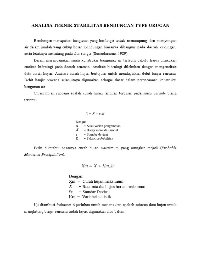 Analisa Teknik Stabilitas Bendungan Type Urugan | PDF | Sains & Matematika