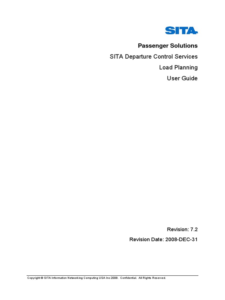 SITA Departure Control Services Load Planning User Guide - 7.2 - A4 ...