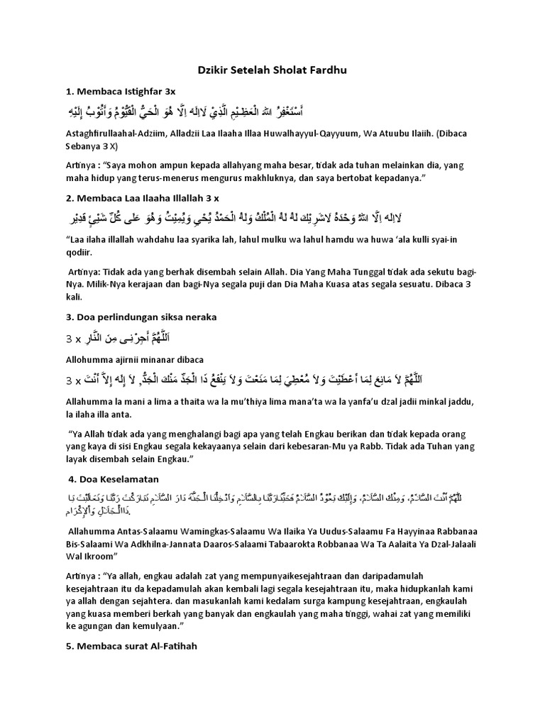Dzikir Setelah Sholat Fardhu | PDF