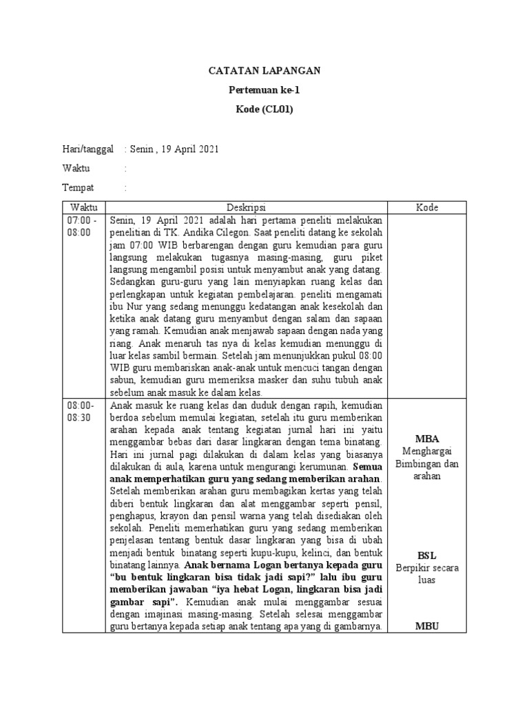 Catatan Lapangan 2 | PDF