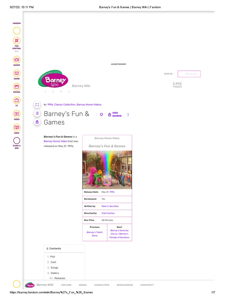 Barney's Fun & Games Overview | PDF | Fandom