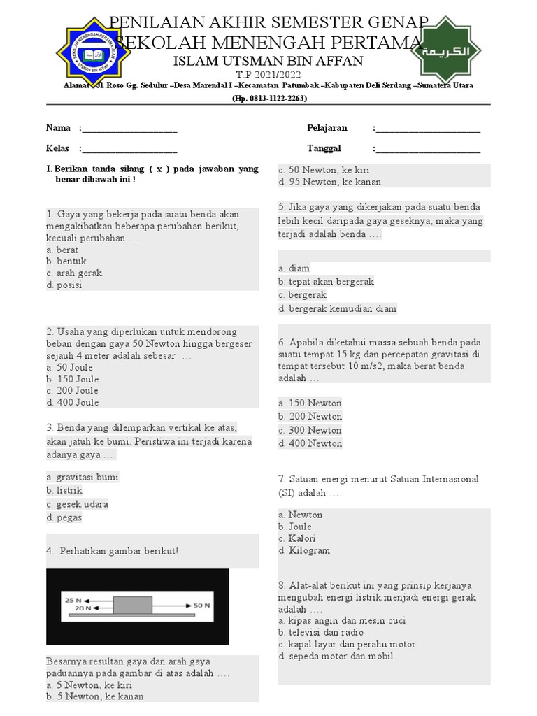 Soal Ujian Semester Ipa Kelas Viii | PDF