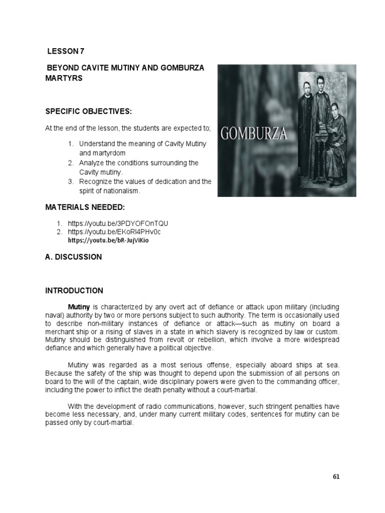 Cavite Mutiny and Gomburza Martyrs | PDF | Spanish Colonization Of The ...