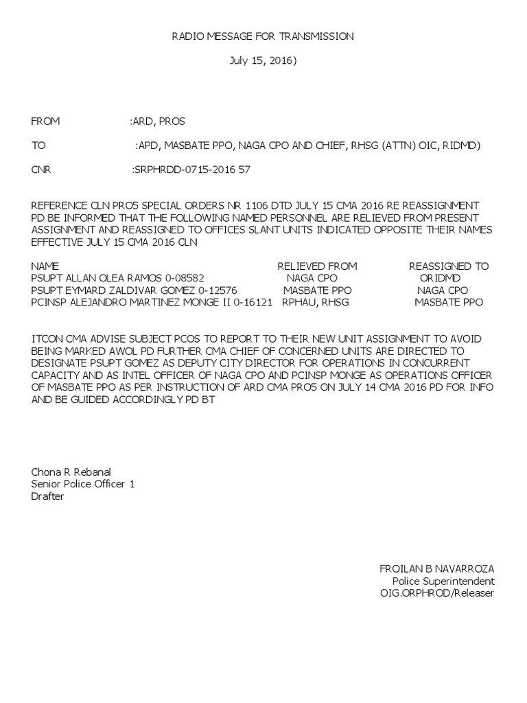 Radio Message For Transmission | PDF