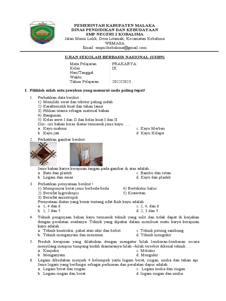 Soal Try Out Prakarya Kelas 9 Tahun 2023 | PDF | Griya & Taman