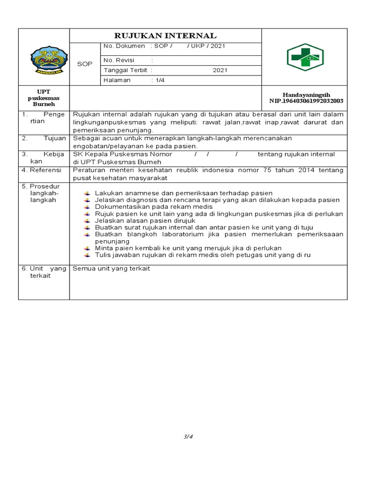 Sop Rujukan Internal | PDF