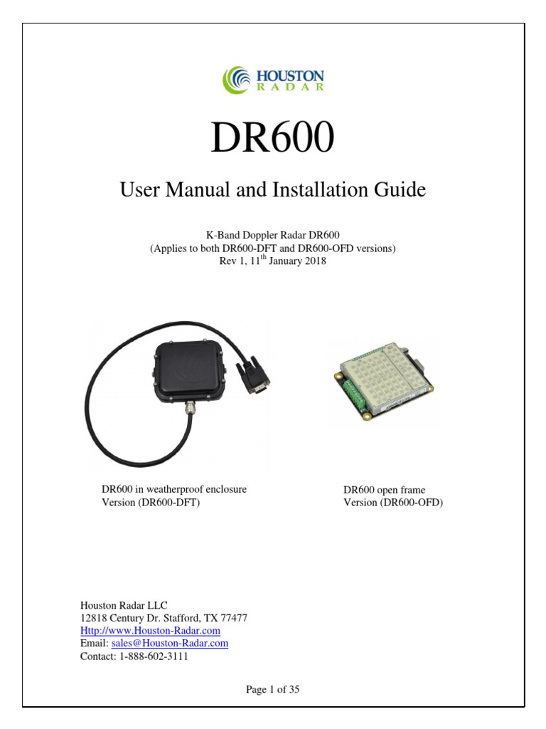 DR600 User Manual | PDF | Radar | Electromagnetic Interference