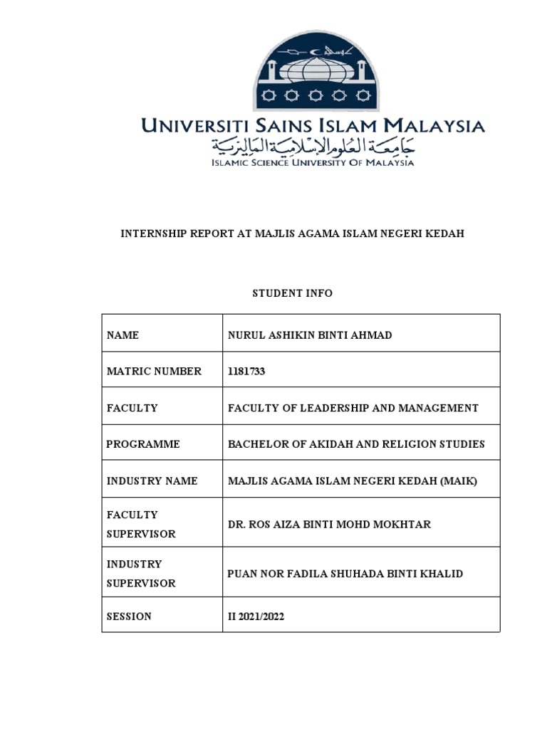 INTERNSHIP REPORT TITLE | PDF