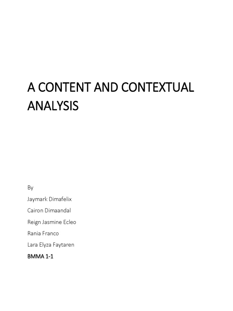 Group 3 A Content and Contextual Analysis | PDF | Philippines