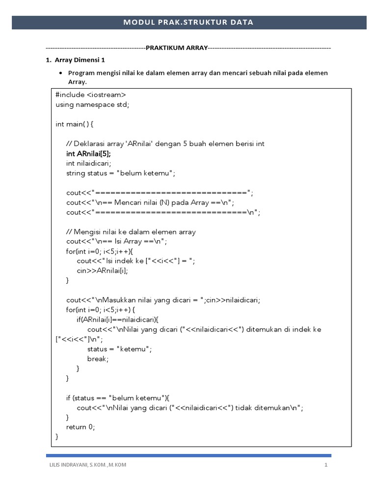 Praktikum Array | PDF | Teknologi & Rekayasa