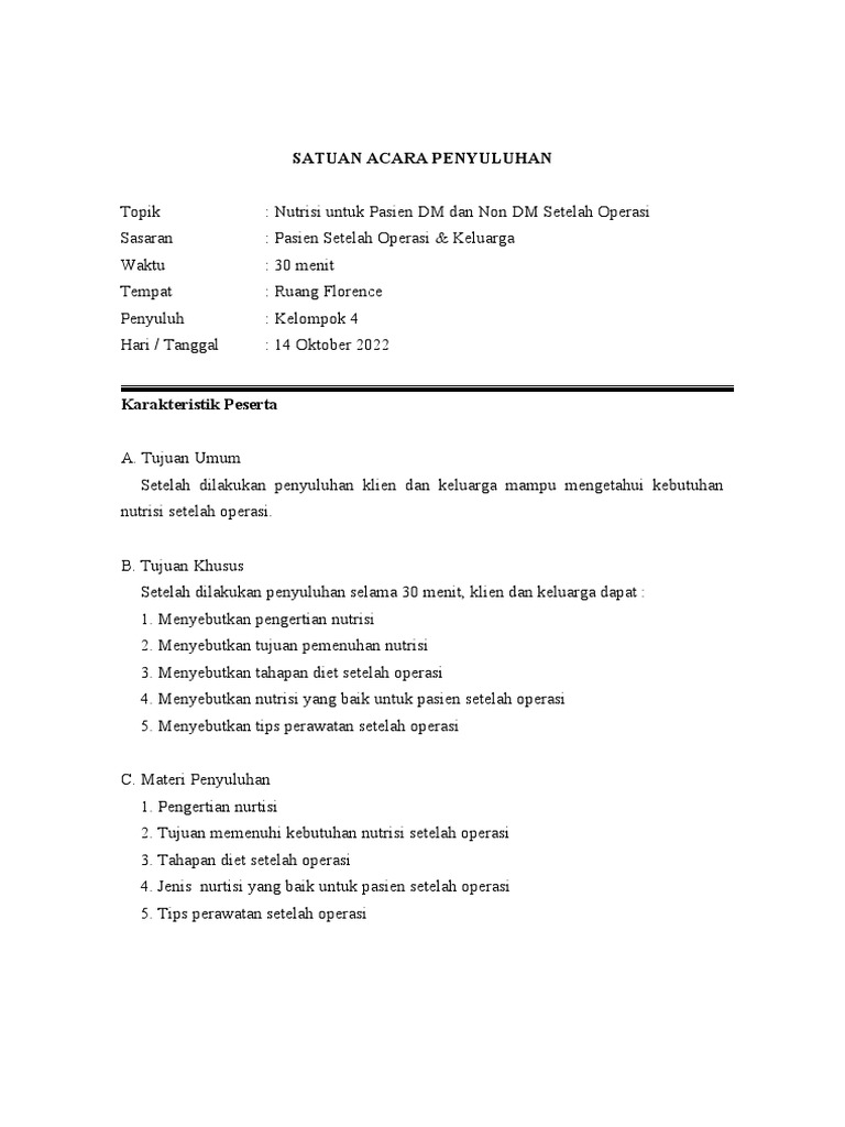 Sap Nutrisi Pasien Setelah Operasi-1 | PDF