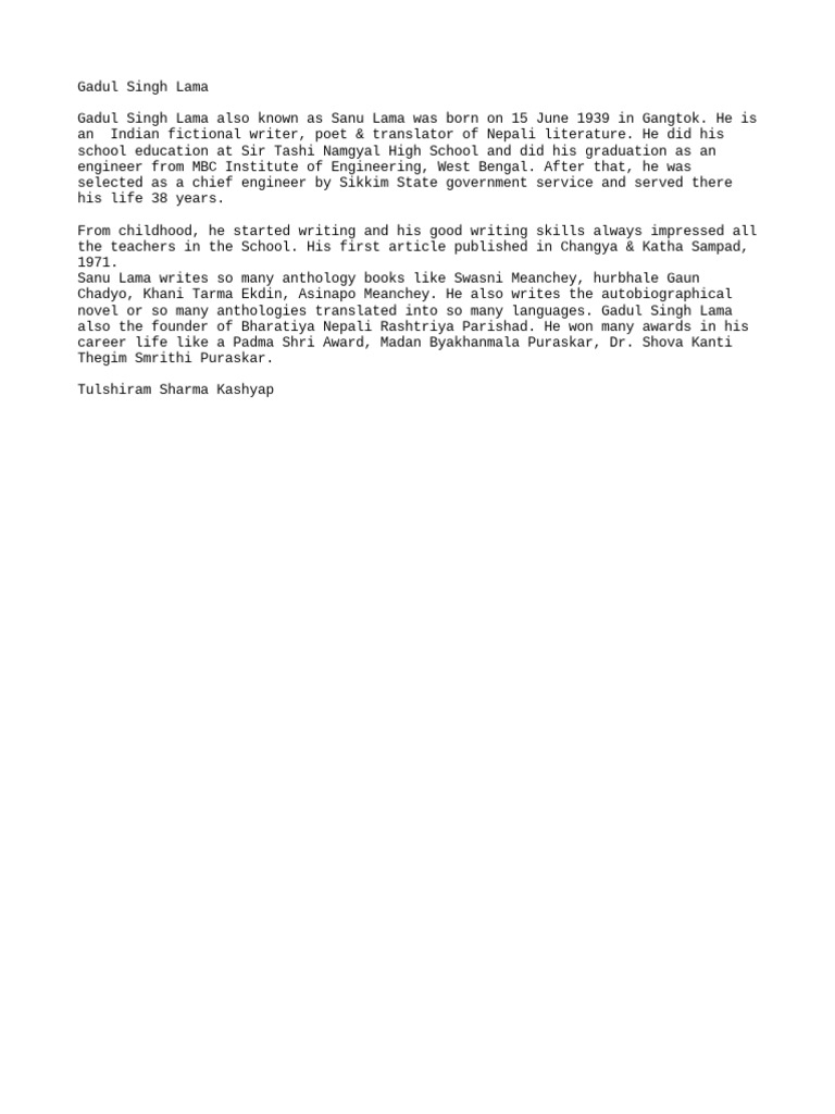 Bio Sketch On Writers | PDF