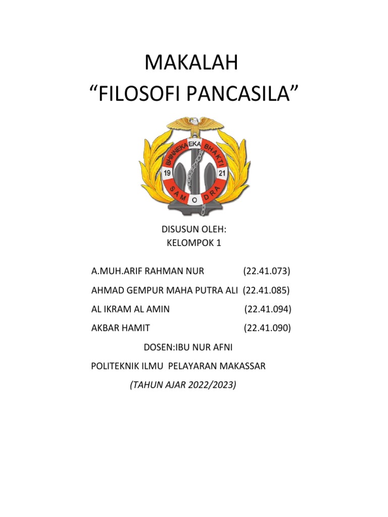 Makalah "Filosofi Pancasila": (TAHUN AJAR 2022/2023) | PDF