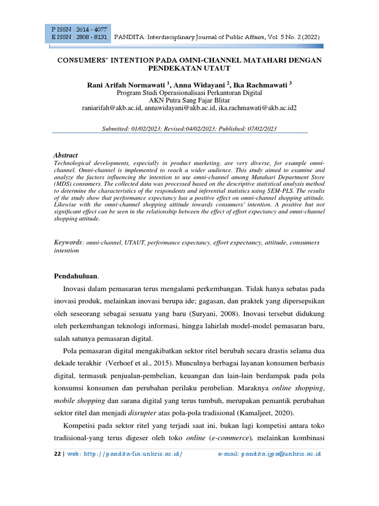 Intensi Konsumen Omni-Channel MDS | PDF