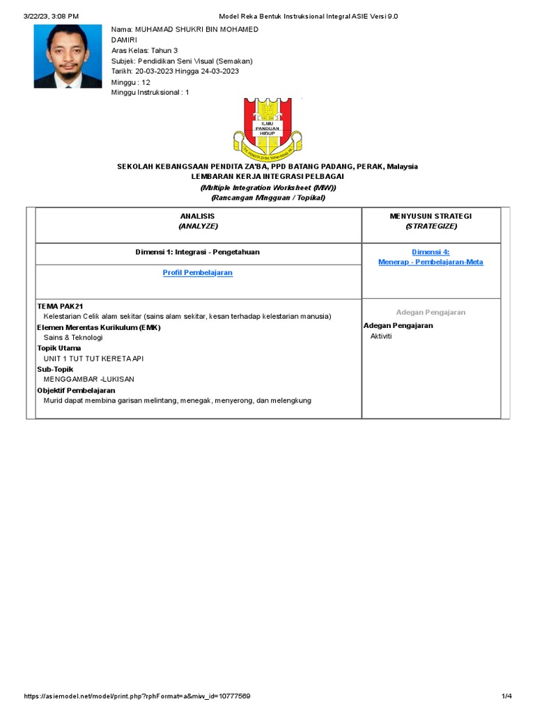 PSV TAHUN 3 IBNU KHALDUN Model Reka Bentuk Instruksional Integral ASIE ...