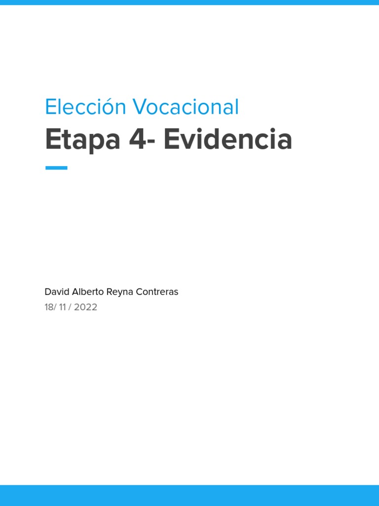 Elección Vocacional: Etapa 4-Evidencia | PDF