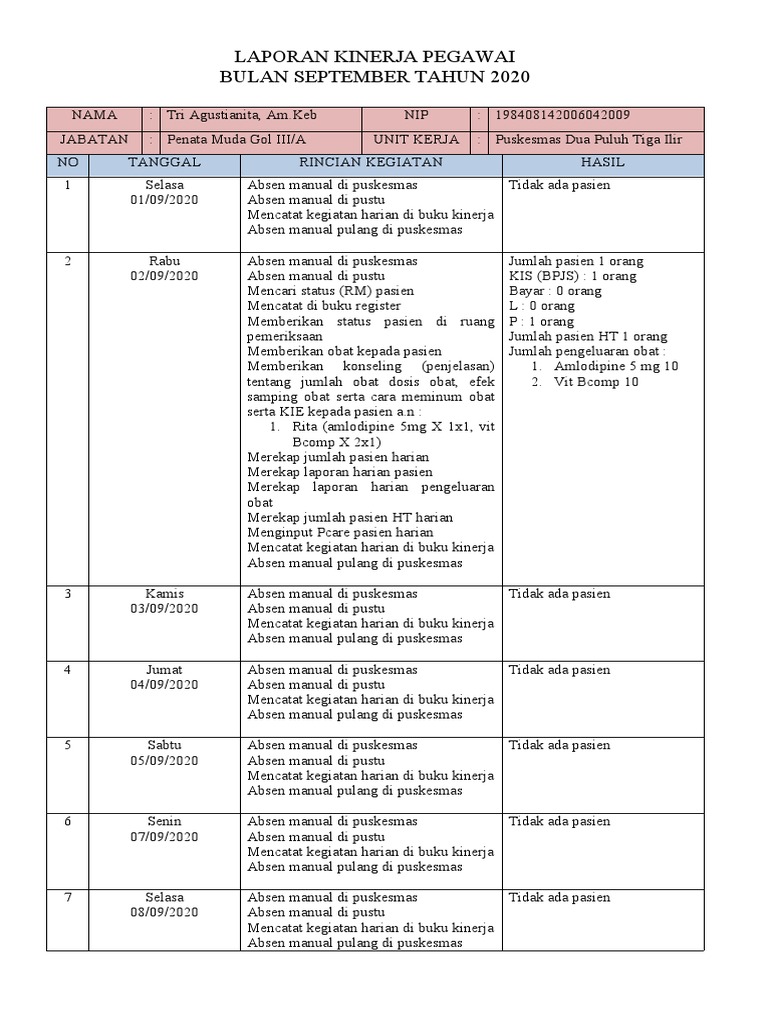 LAPORAN KINERJA PEGAWAI Boya | PDF