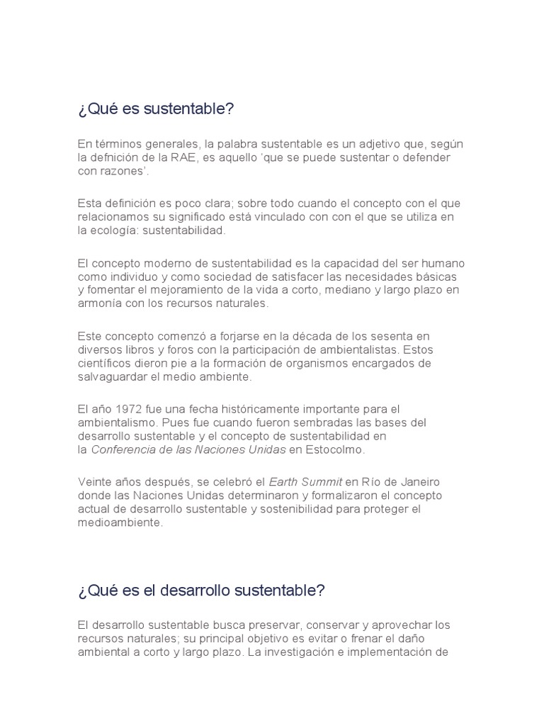 Qué Es Sustentable | PDF | Sustentabilidad | Desarrollo sostenible