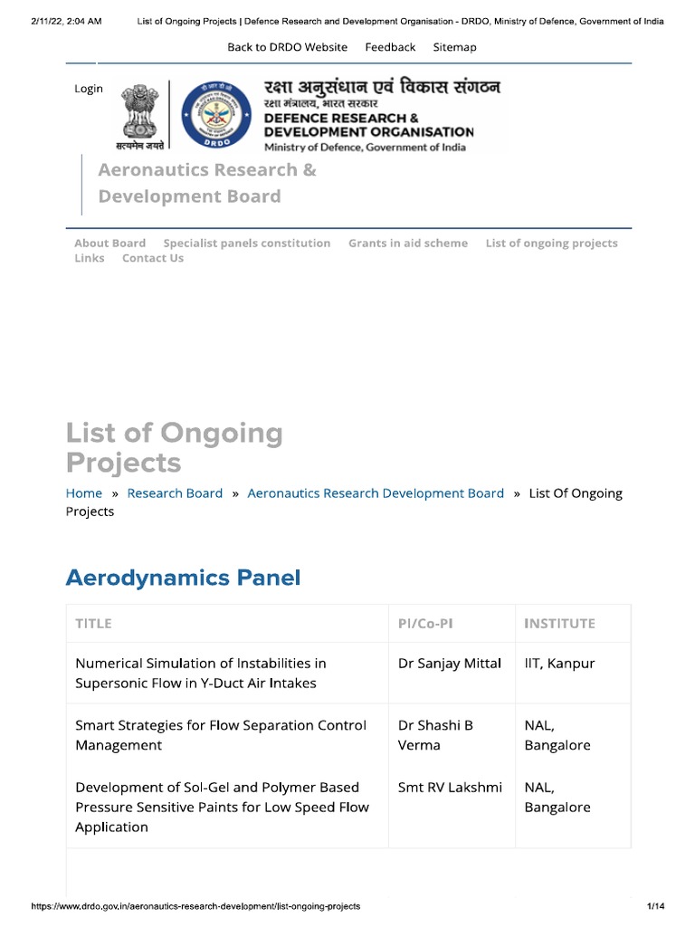 DRDO Ongoign Project List | PDF