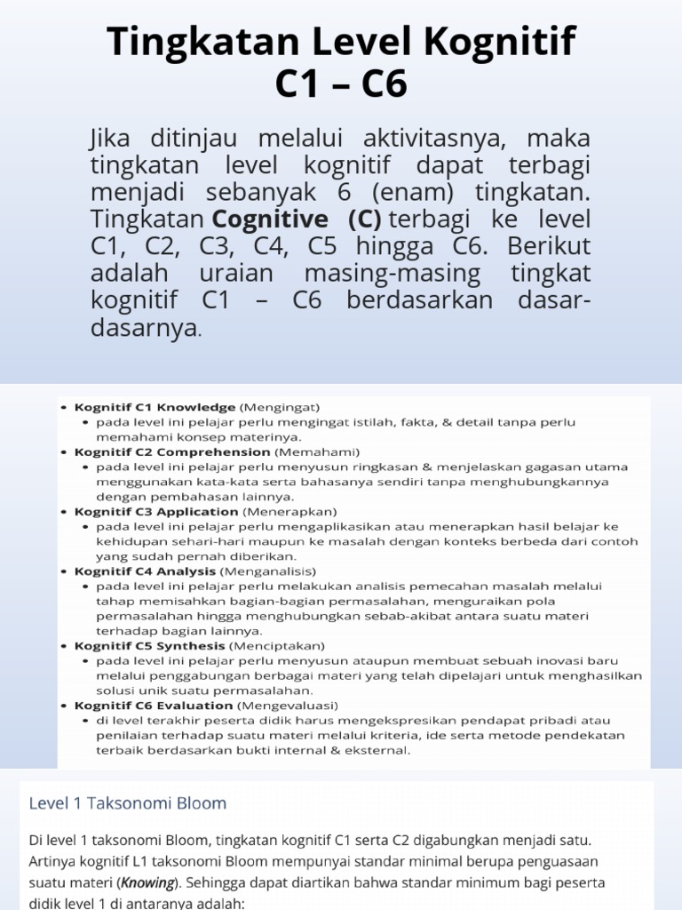 Tingkatan Level Kognitif C1 - C6 | PDF