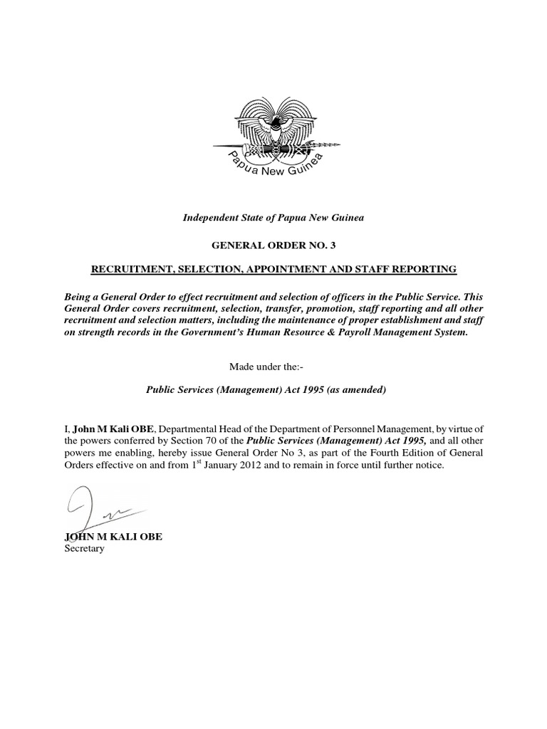 General Order No. 3 Recruitment, Selection, Appointment and Staff ...