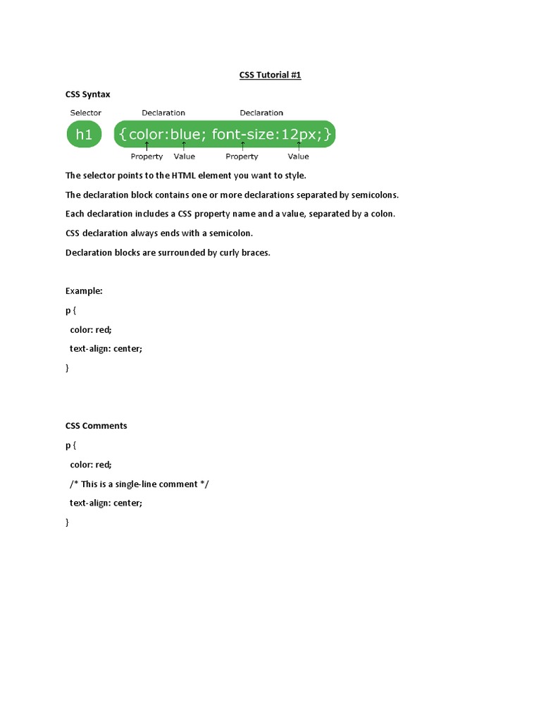 CSS Tutorial1 and 2 | PDF | Html | Html Element
