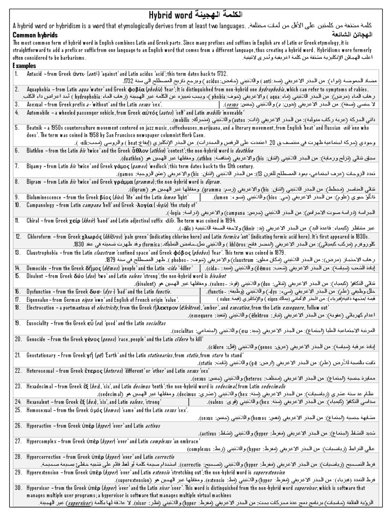 Hybrid Word | PDF | Linguistics