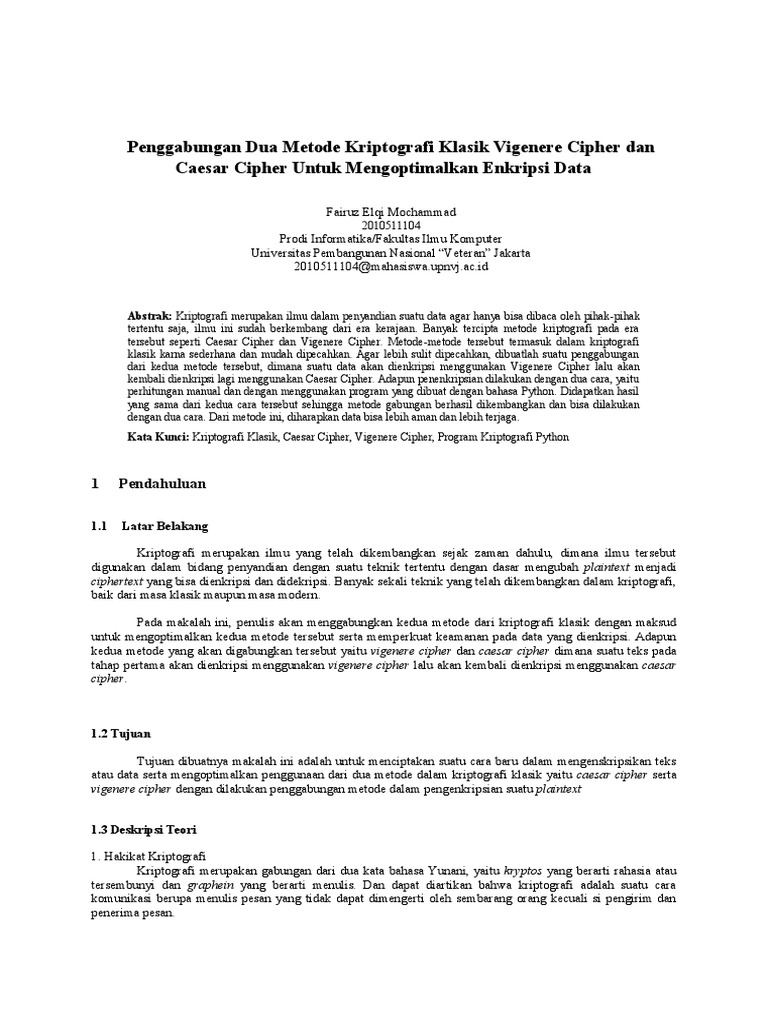 Optimasi Enkripsi Data Dengan Cipher Pdf