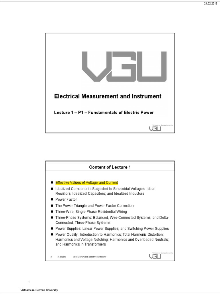 Electrical Measurement and Instrument: Lecture 1 - P1 - Fundamentals of ...