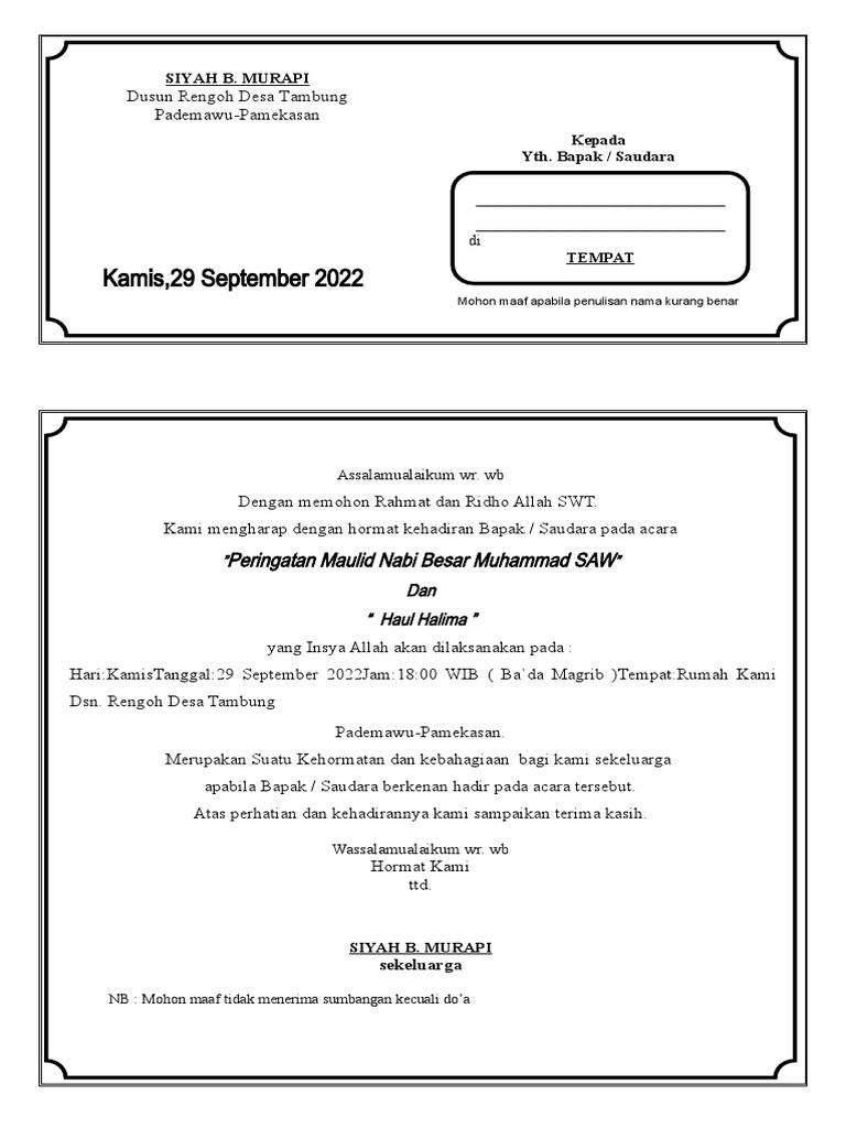 Undangan Haul | PDF