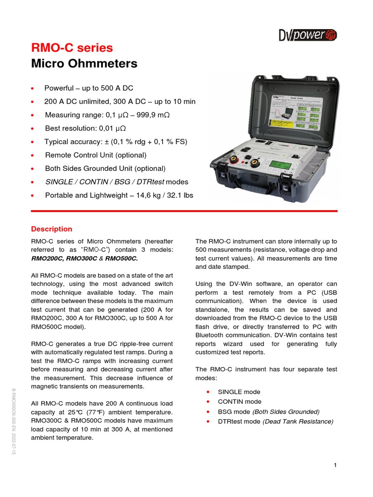 RMO-C Series Micro Ohmmeters Overview | PDF | Alternating Current ...