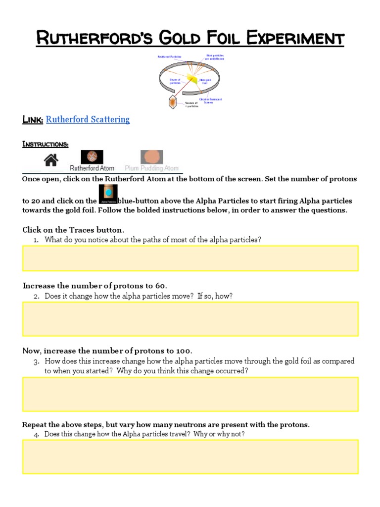 Rutherford's Gold Foil Experiment: Link | PDF | Science & Mathematics